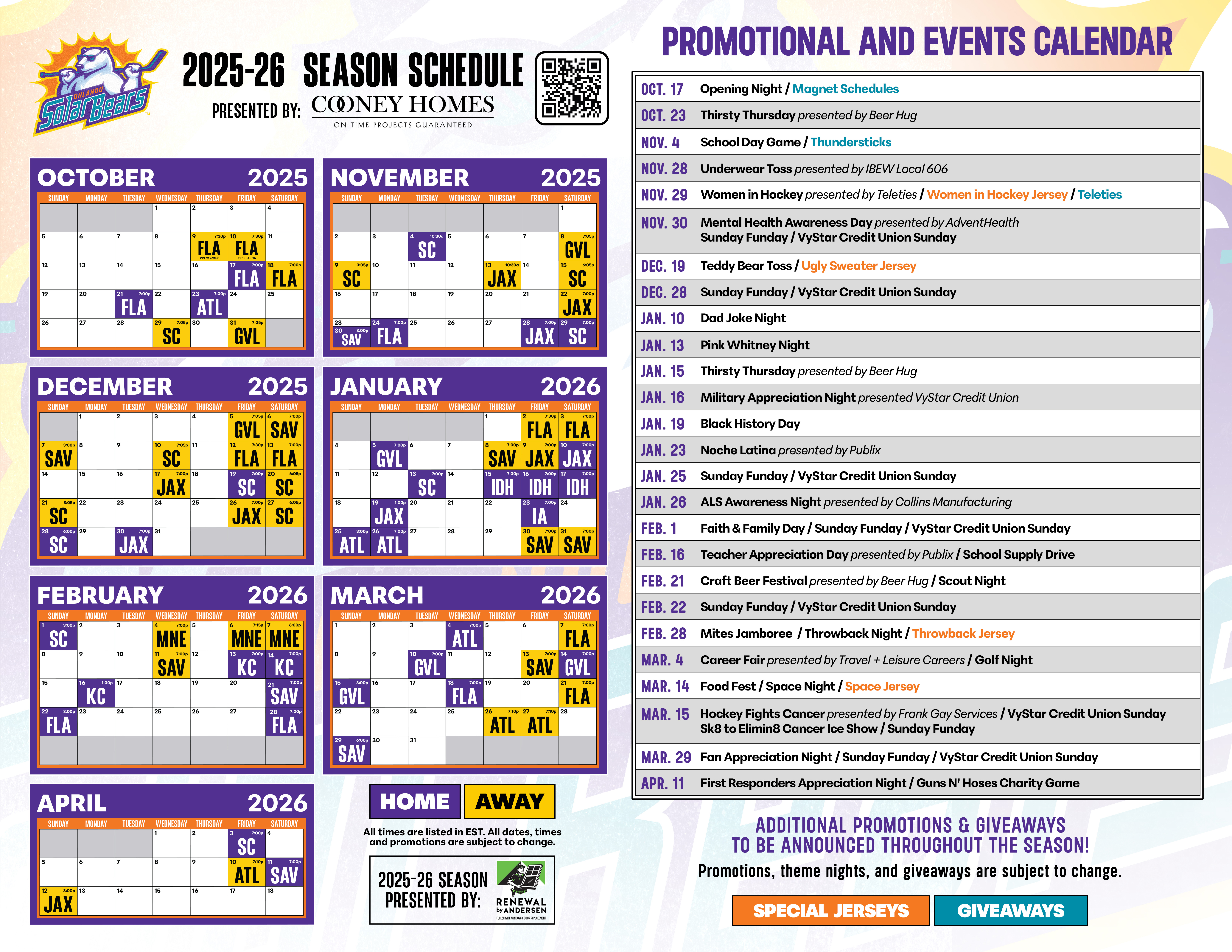 Orlando Solar Bears | Solar Bears Announce Date and Time Changes For ...